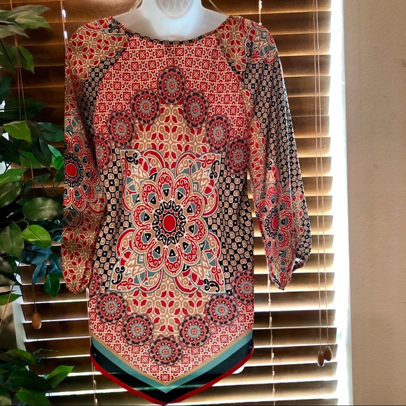 HeartSoul | Tops | Heartsoul Sheer Colorful Blouse M | Poshmark